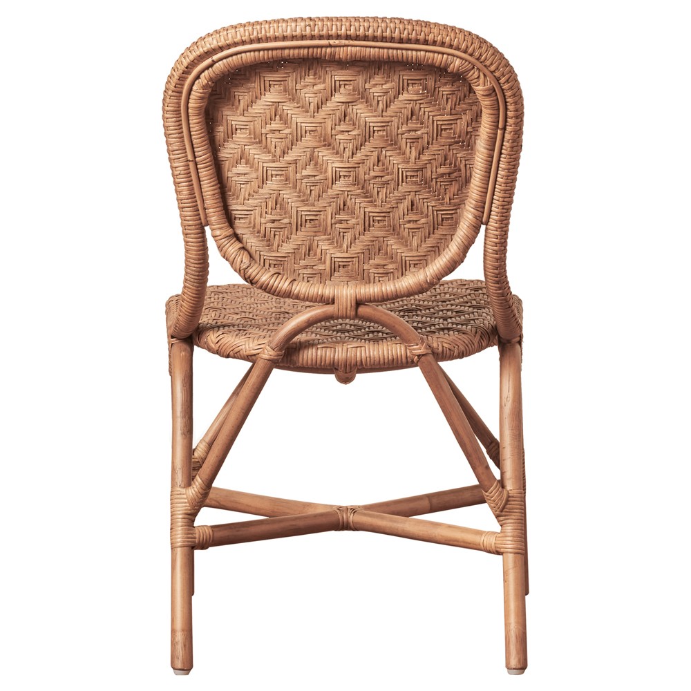 Portia Coastal Beach Brown Rattan Woven Dining Chair | Kathy Kuo Home