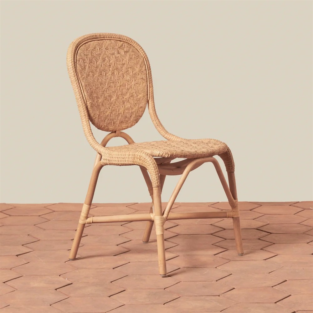 Portia Coastal Beach Natural Rattan Woven Dining Chair | Kathy Kuo Home