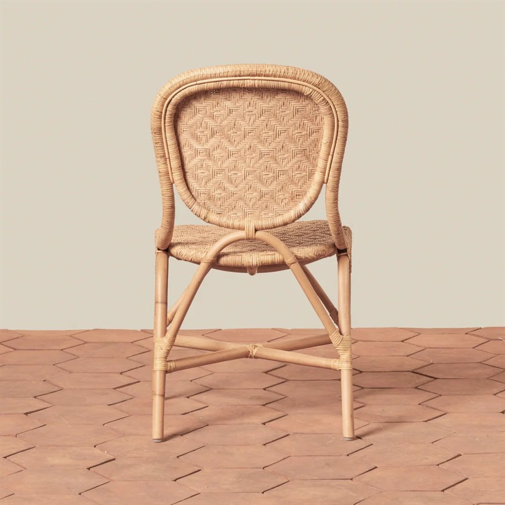 Portia Coastal Beach Natural Rattan Woven Dining Chair | Kathy Kuo Home