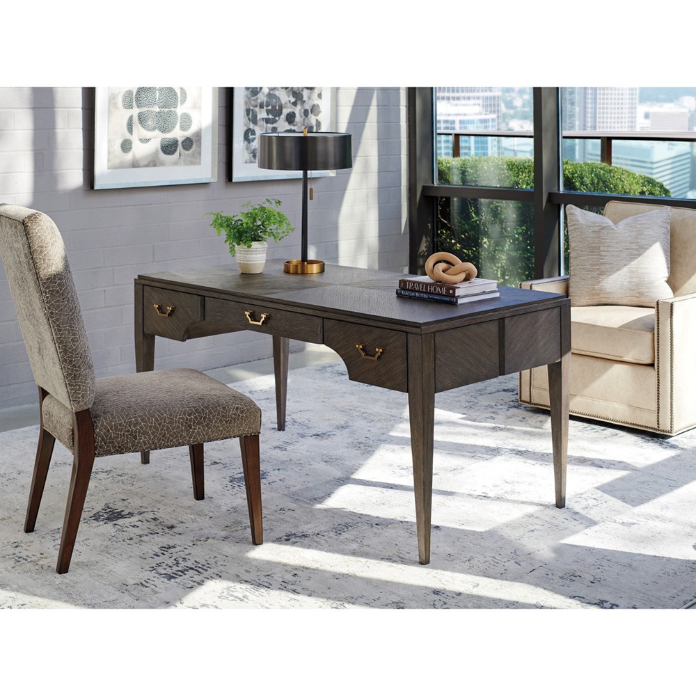 Bennett Updated Traditional Brown Wood Writing Desk | Kathy Kuo Home
