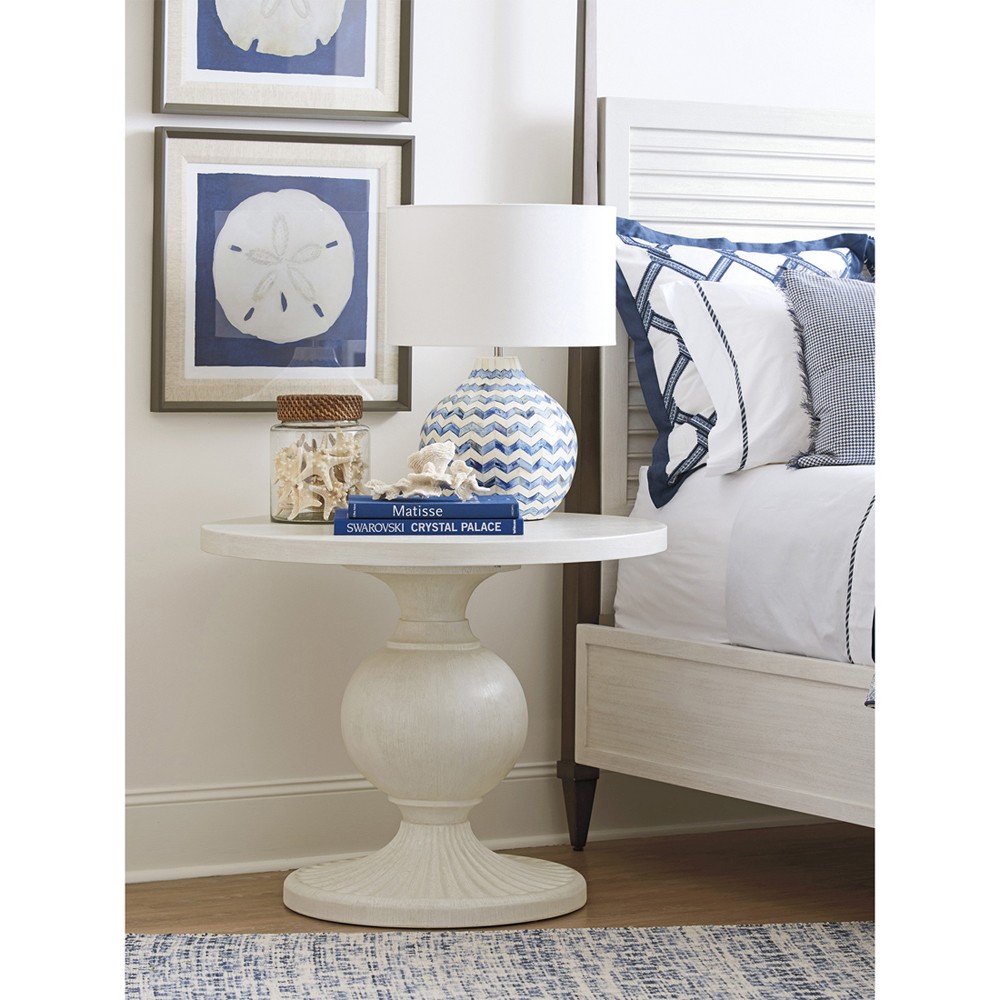 Marco French Country White Wood Round Entry Table - 36" | Kathy Kuo Home
