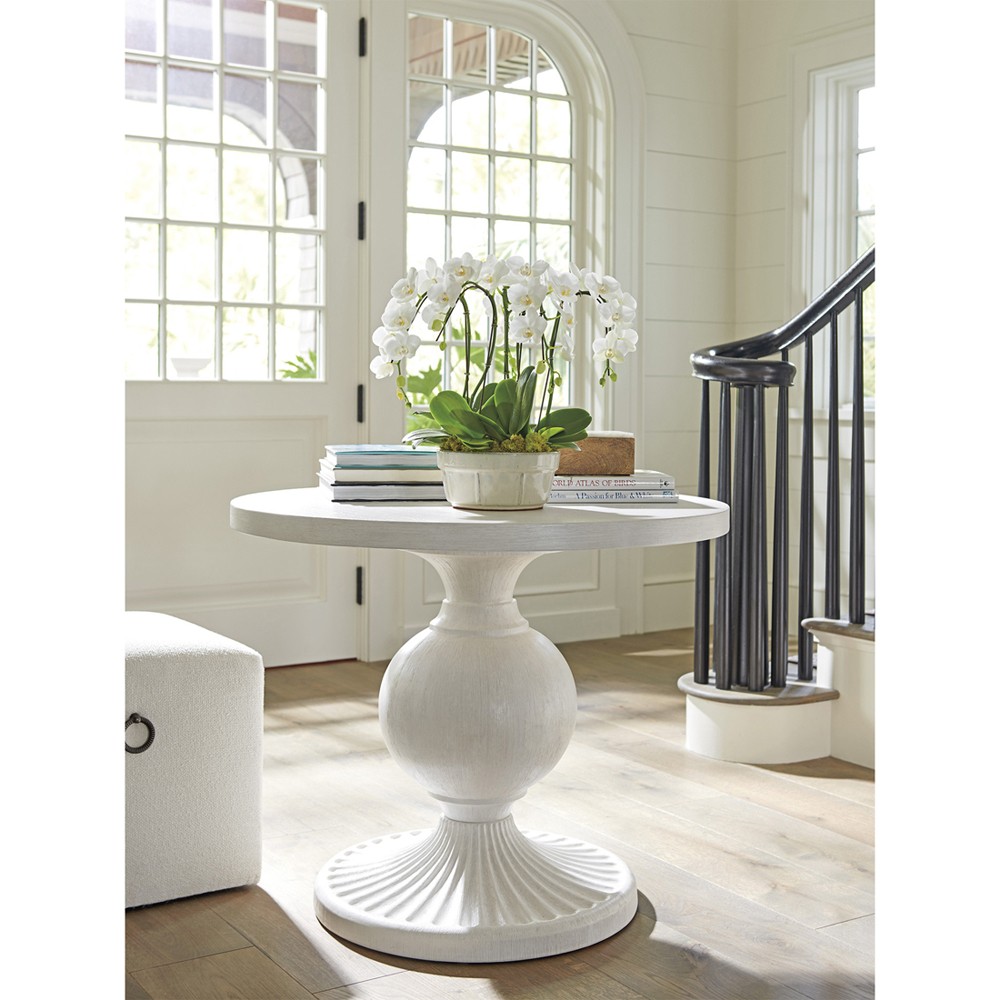 Marco French Country White Wood Round Entry Table - 36" | Kathy Kuo Home