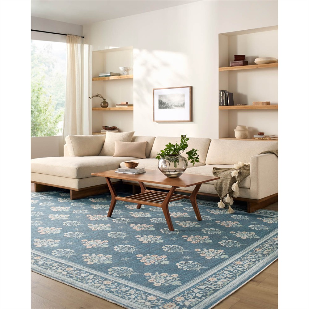 Chrisna Updated Traditional Dark Blue Floral Patterned Rug - 8'10" x 12'