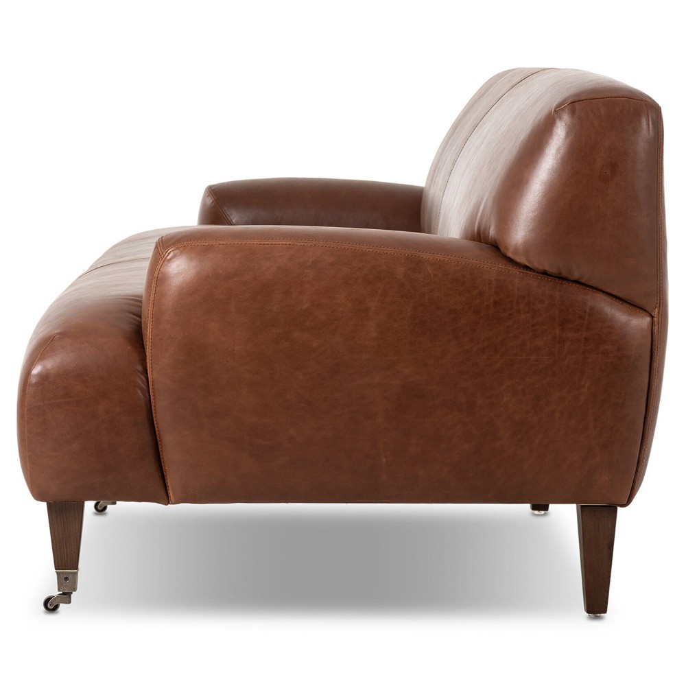 Kent Dulane Mahogany Leather Sofa - 95" 91" W - 100" W | Kathy Kuo Home