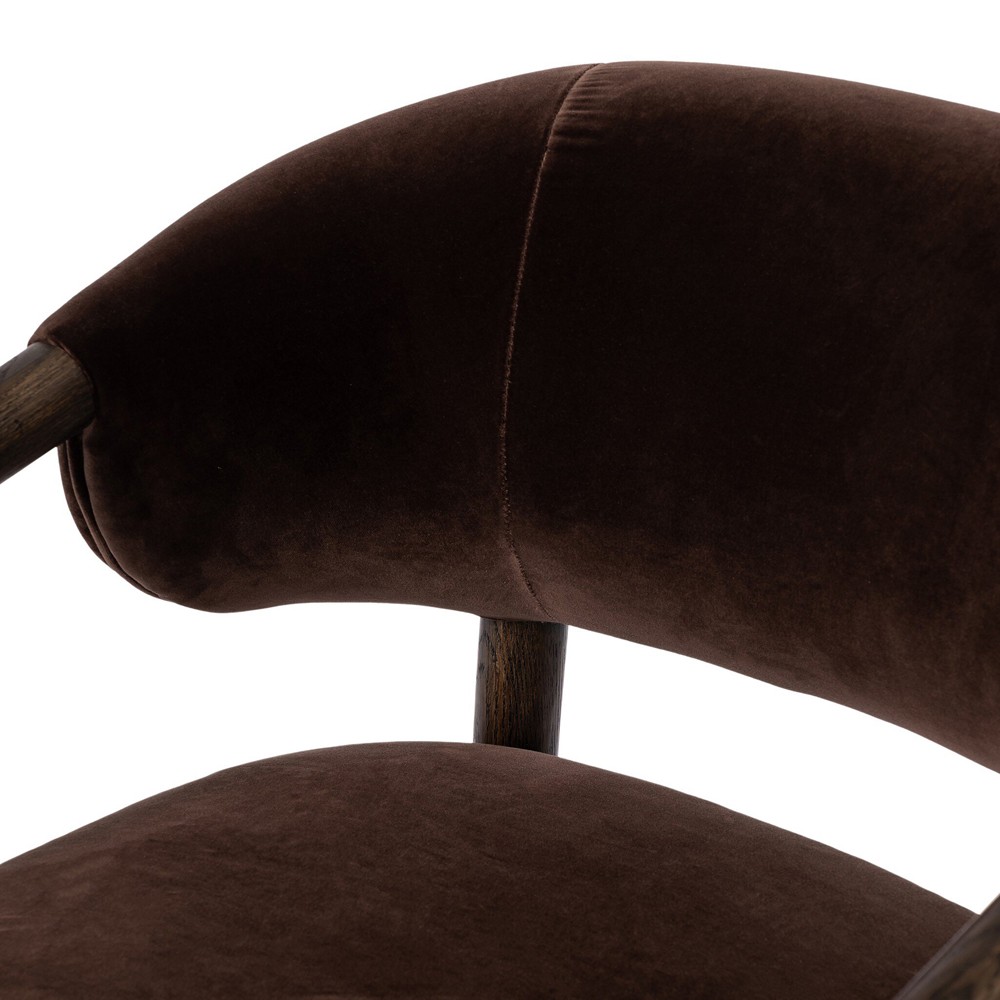 Brenna Modern Classic Dark Brown Velvet Arm Chair | Kathy Kuo Home