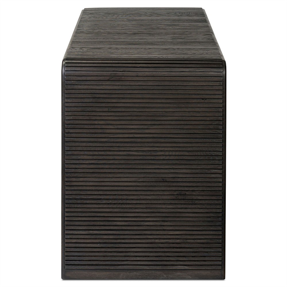 Lana Rustic Lodge Smoked Black Oak Rectangular Console Table