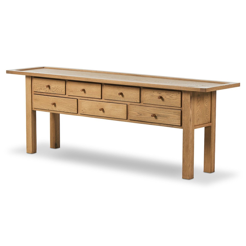 Millbrook Coastal Beach Natural Light Oak Rectangular Console Table