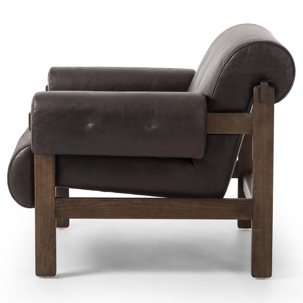 Eugene Rustic Lodge Conroe Cigar Leather Club Chair | Kathy Kuo Home