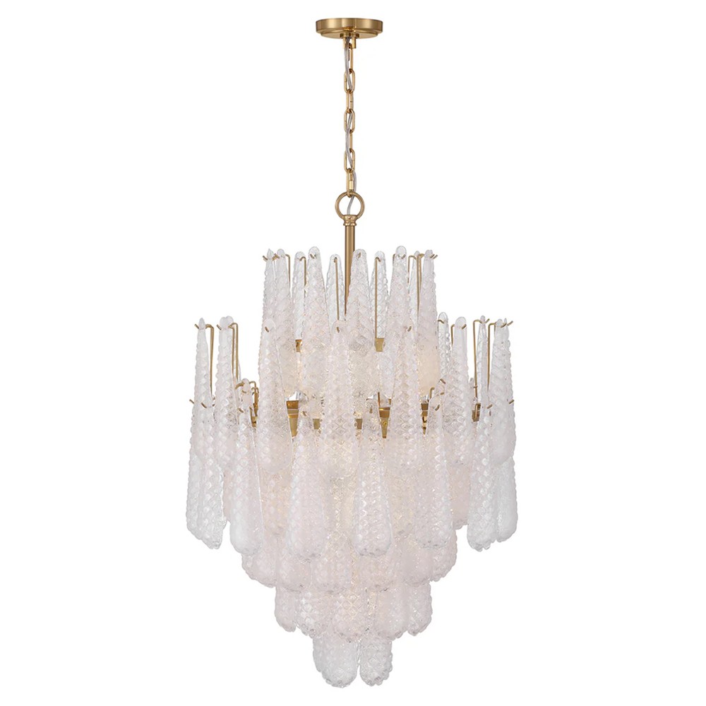 Lyra Updated Traditional Aged Brass Frosted Glass 16 Light Chandelier ...
