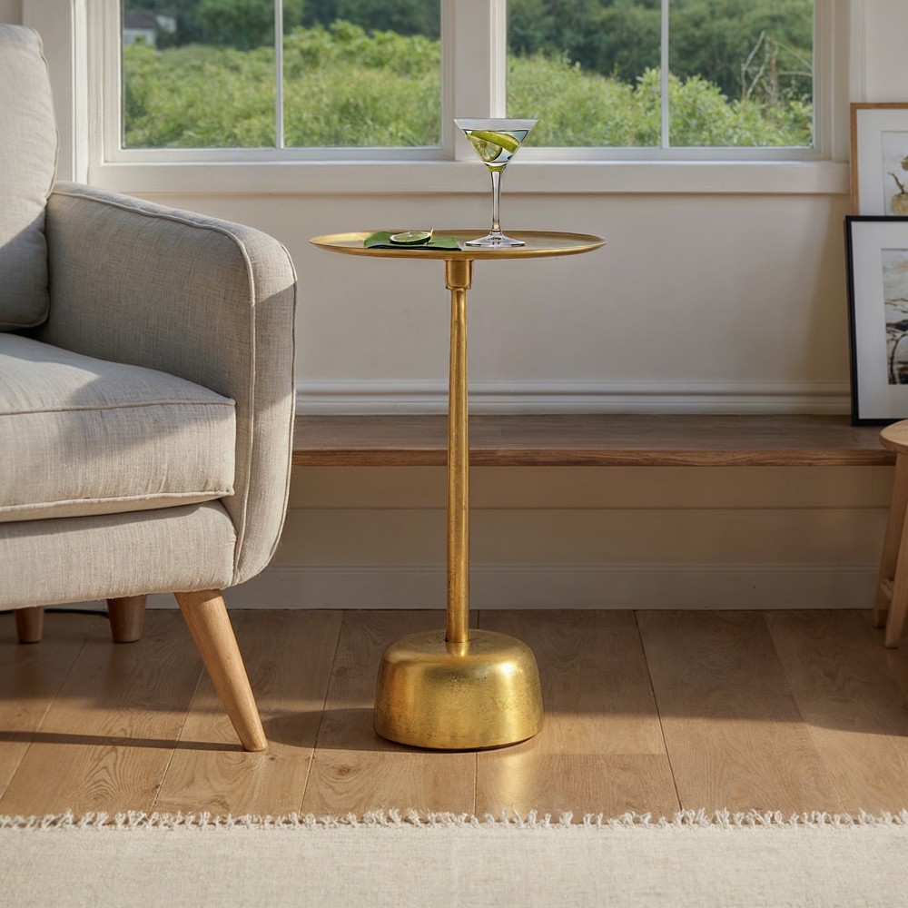 Jalen Modern Classic Gold Aluminum Round End Table Small (under 14" W ...