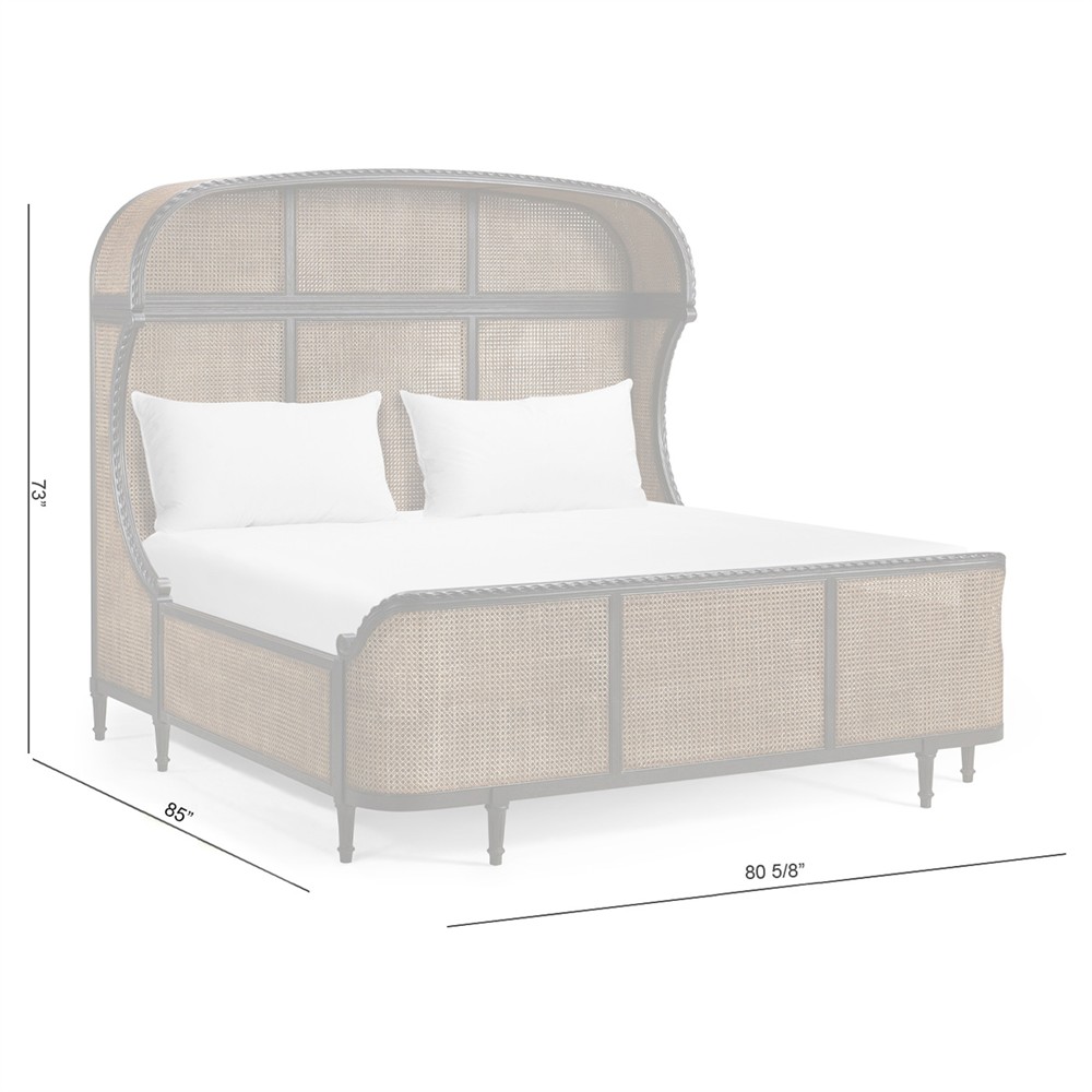 Nevaeh French Country Natural Cane Brown Oak Wingback Bed - King King ...
