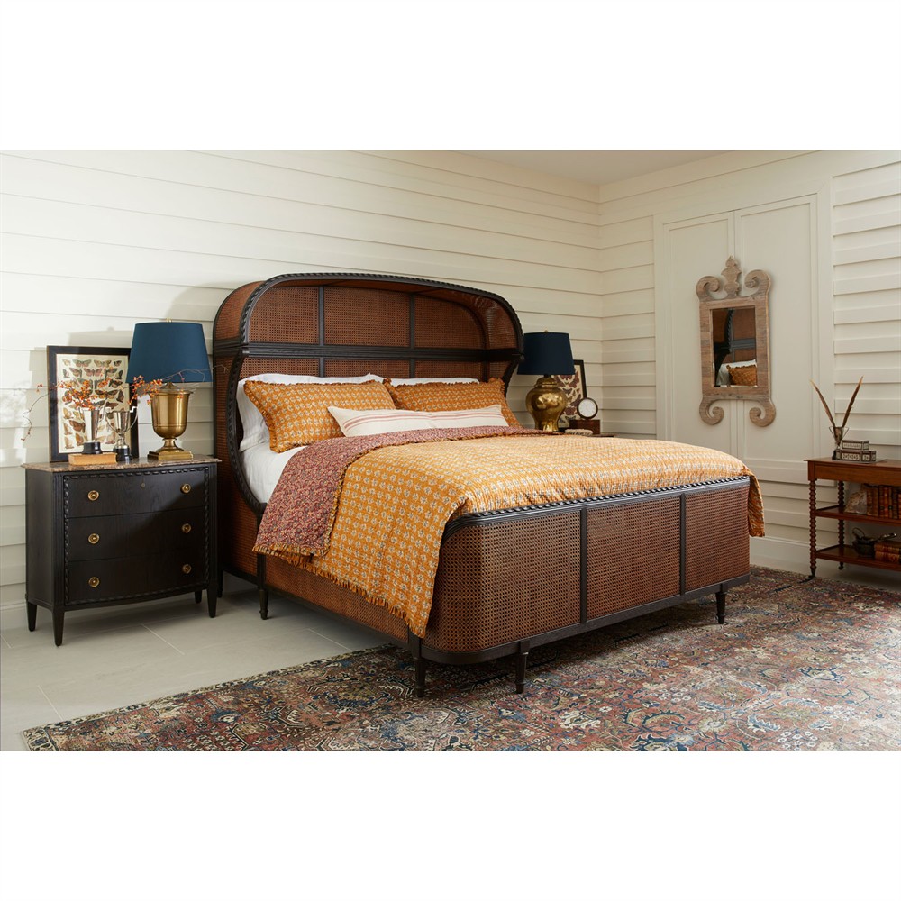 Nevaeh French Country Natural Cane Brown Oak Wingback Bed - King King ...