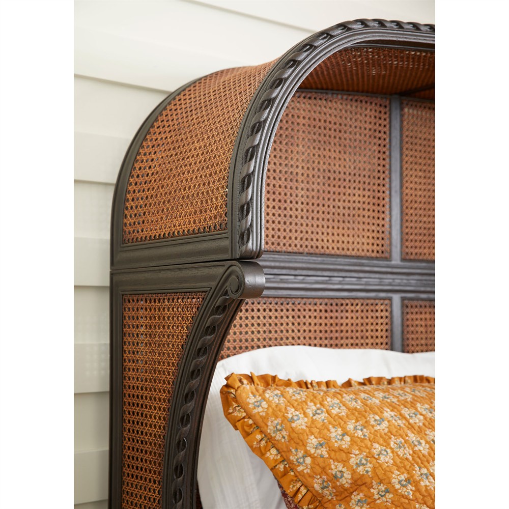 Nevaeh French Country Natural Cane Brown Oak Wingback Bed - King King ...