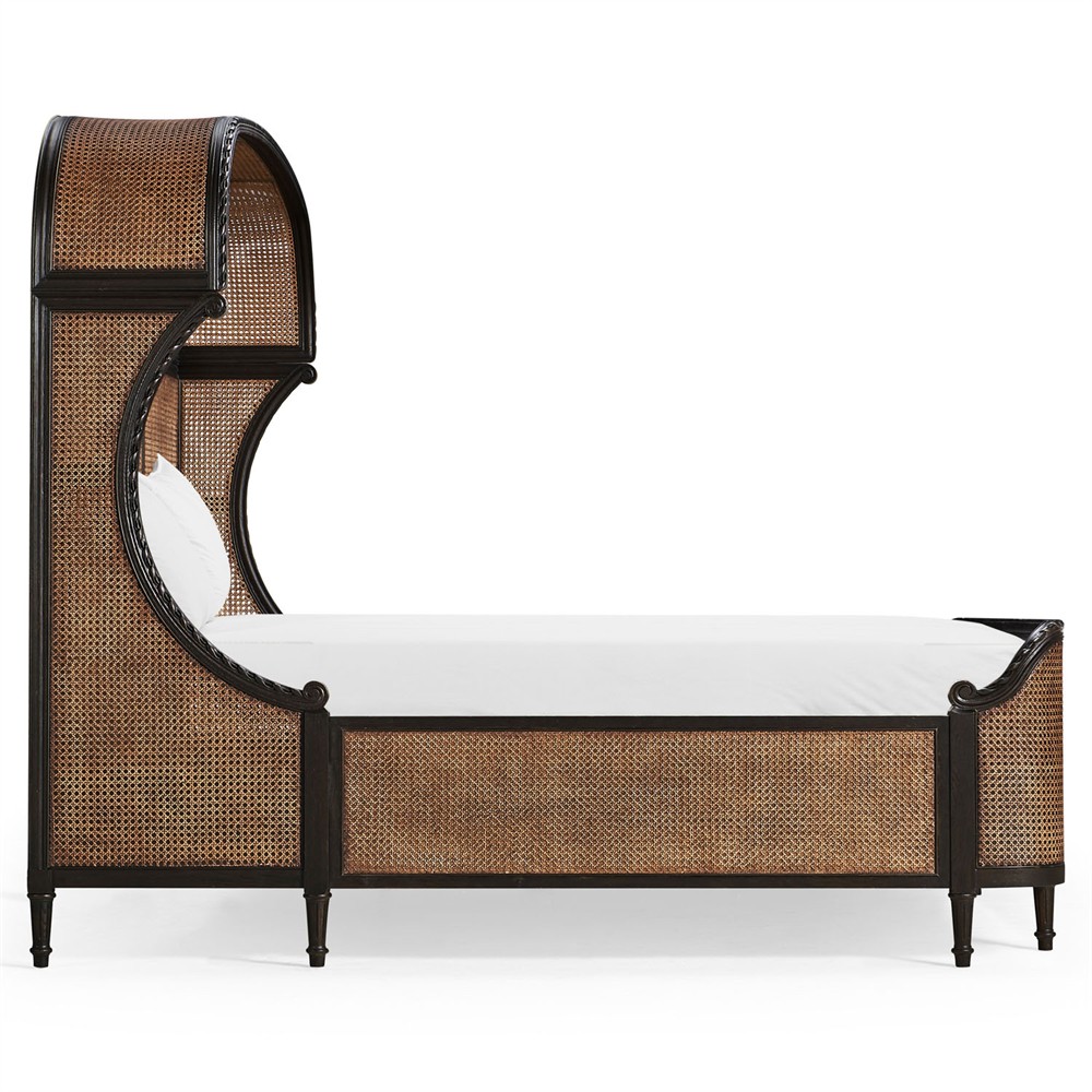 Nevaeh French Country Natural Cane Brown Oak Wingback Bed - King King ...
