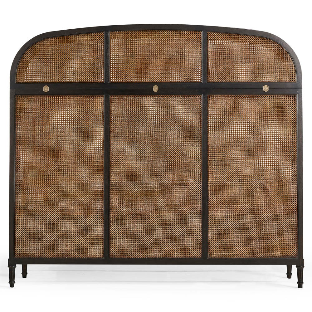 Nevaeh French Country Natural Cane Brown Oak Wingback Bed - King King ...
