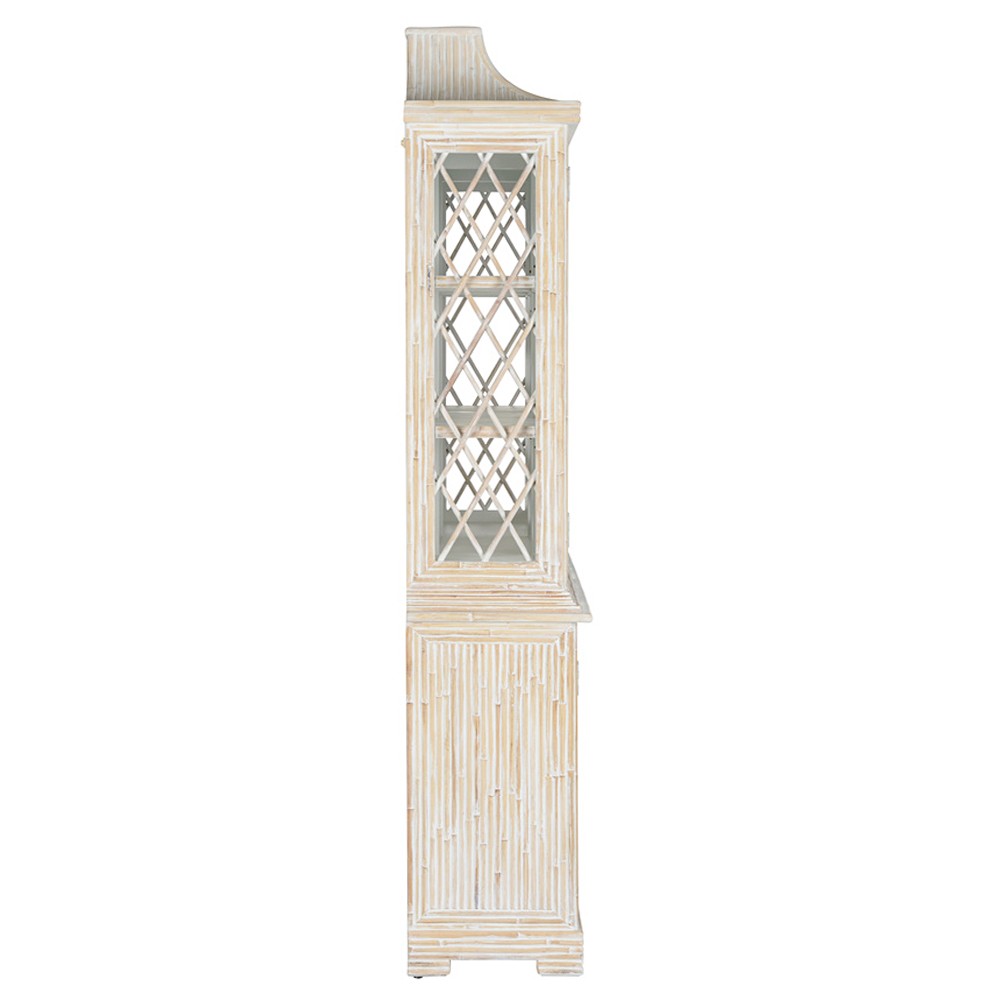 Riona Coastal Beach Whitewash Rattan Display Case Wide (over 50 W ...