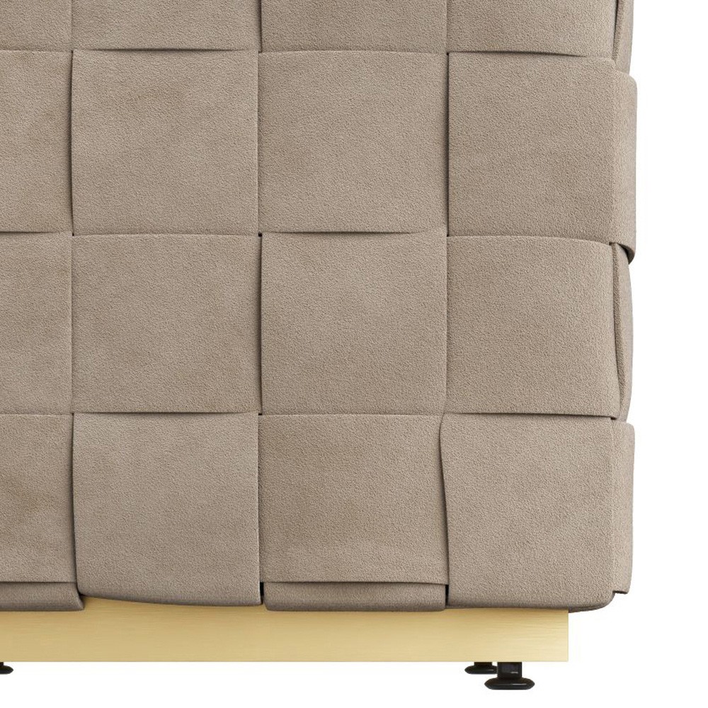 Lakewood Modern Classic Beige Woven Leather Ottoman | Kathy Kuo Home