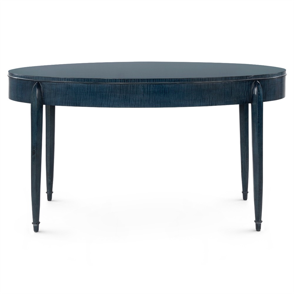 Natalie Modern Classic Dusky Ocean Wood Oval Desk | Kathy Kuo Home