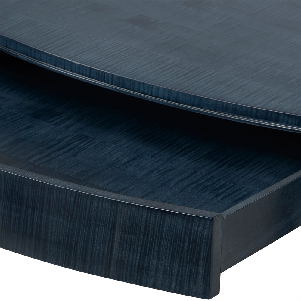 Natalie Modern Classic Dusky Ocean Wood Oval Desk | Kathy Kuo Home