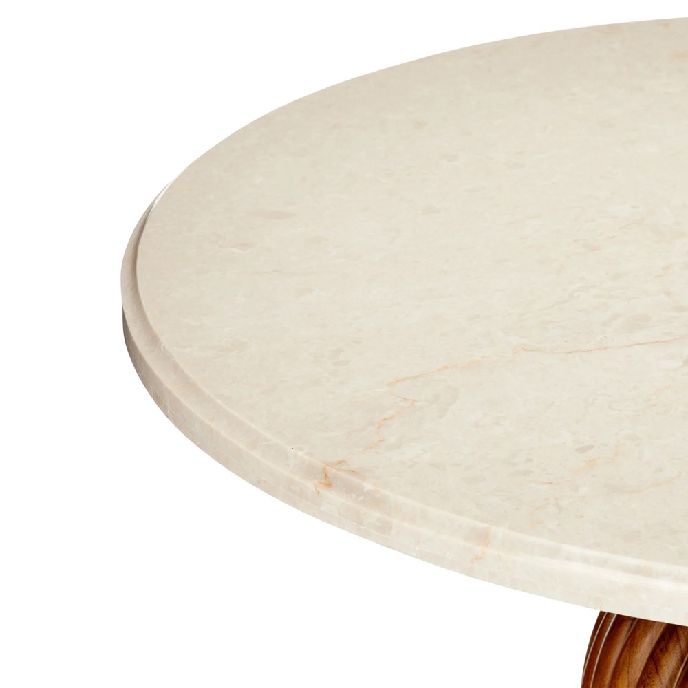 Quinvel Updated Traditional Marble Brown Wood Tassel Round Entry Table ...