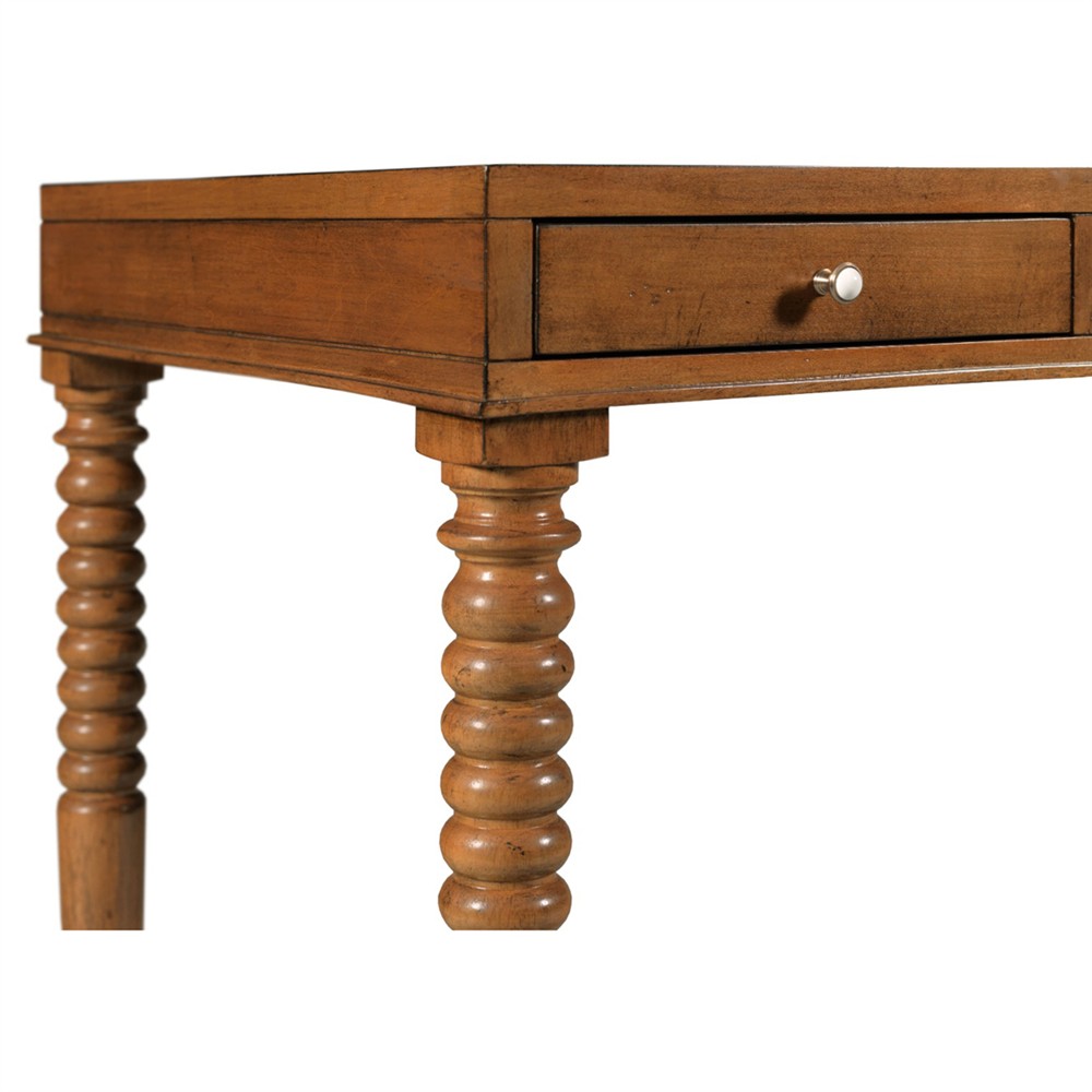 Eloise Updated Traditional Brown Wood Writing Desk | Kathy Kuo Home
