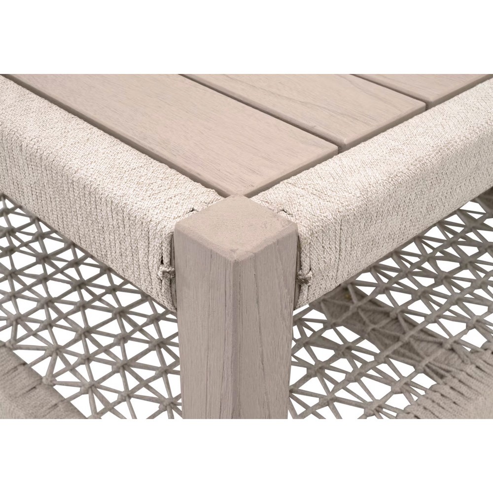 Wren Beige Woven Rope Washed Teak 2 Tier Rectangular Outdoor Coffee ...