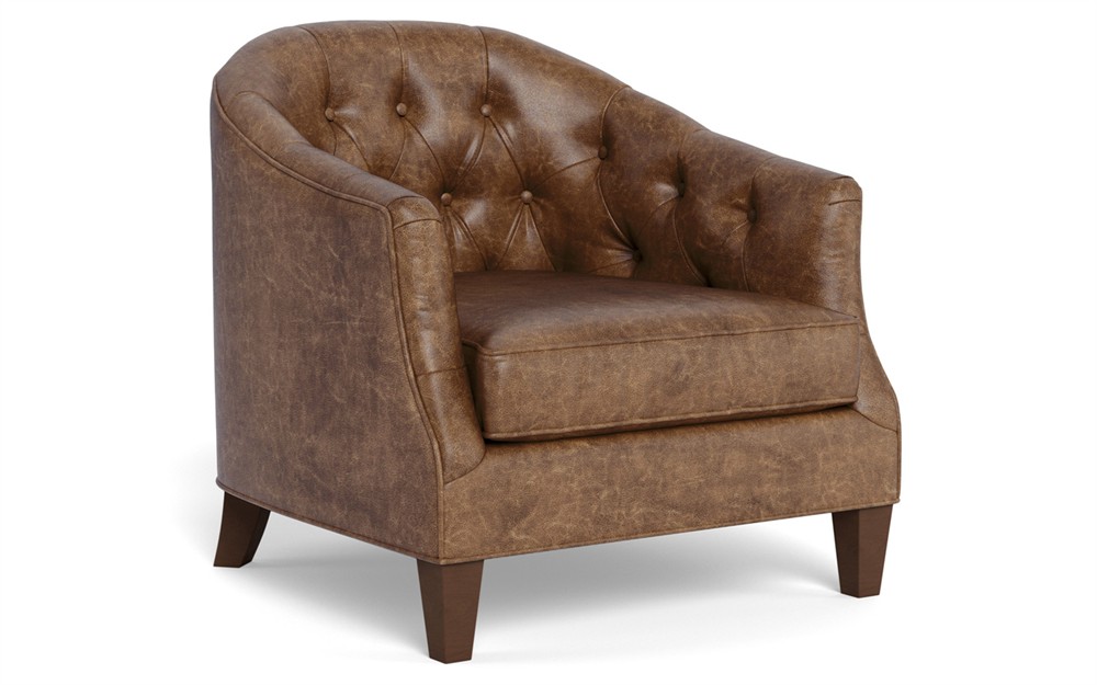 Willa Milk Chocolate Classic Leather Chair | Kathy Kuo Home