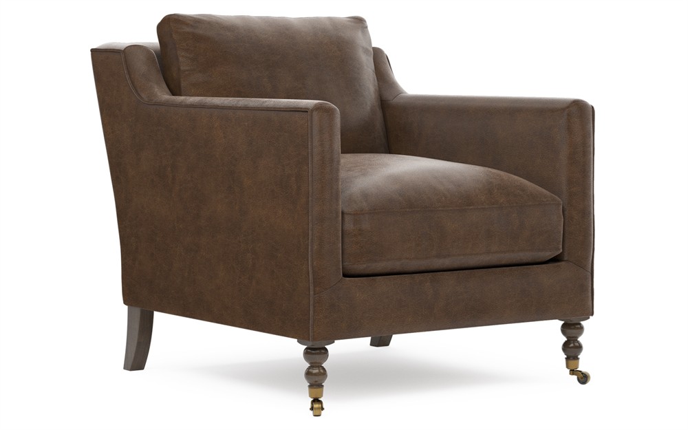Madeline Saddle Brown Leather Arm Chair | Kathy Kuo Home