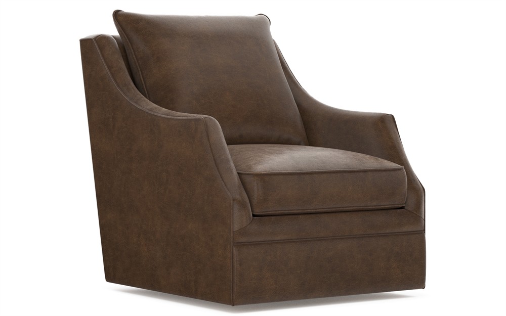 Romilly Saddle Brown Leather Swivel Chair | Kathy Kuo Home