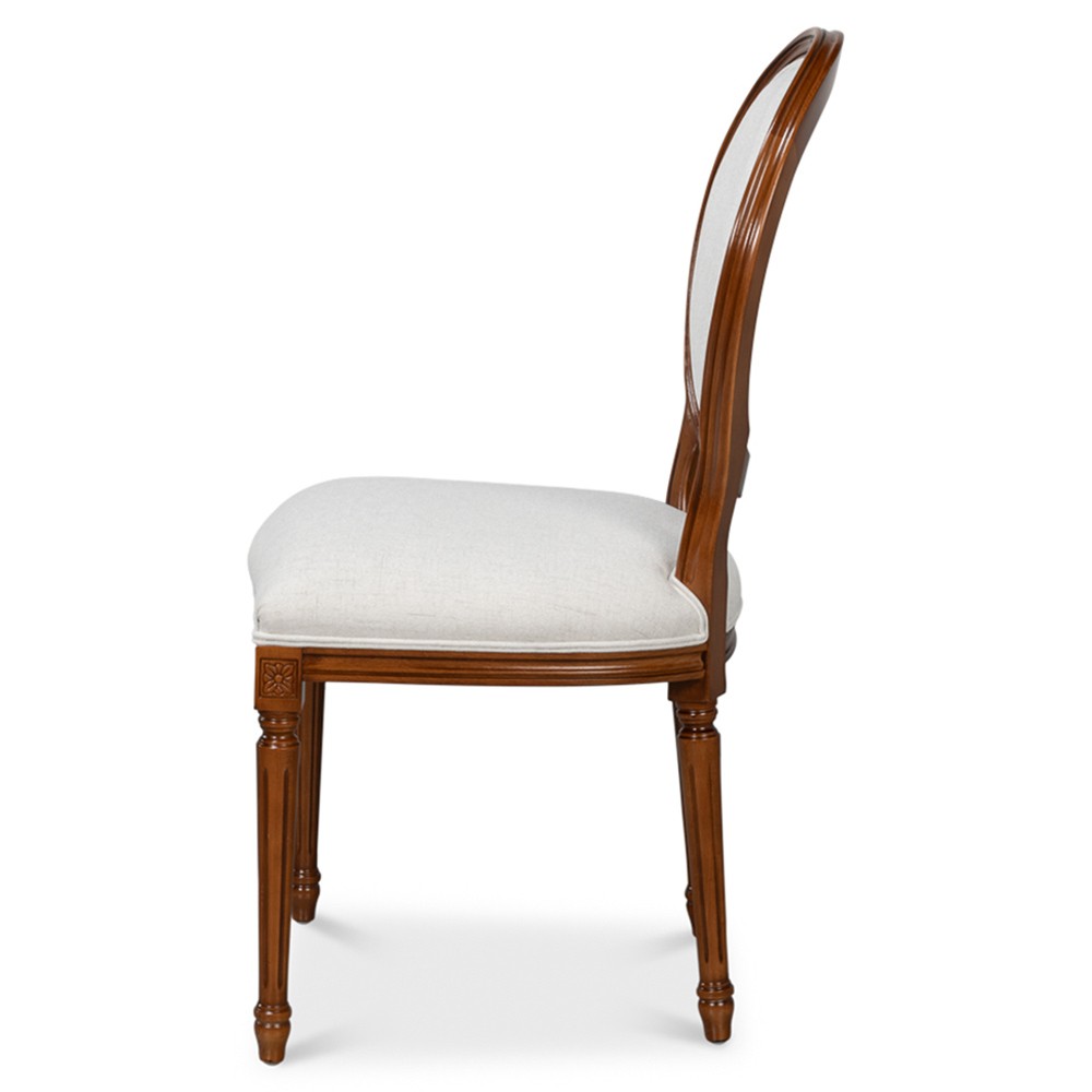 Hara French Light Cream Linen Performance Brown Walnut King Dining ...