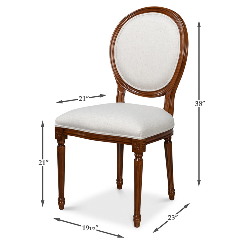Hara French Light Cream Linen Performance Brown Walnut King Dining ...