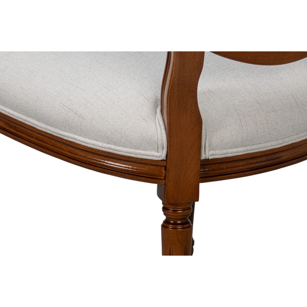 Hara French Light Cream Linen Performance Brown Walnut King Dining ...