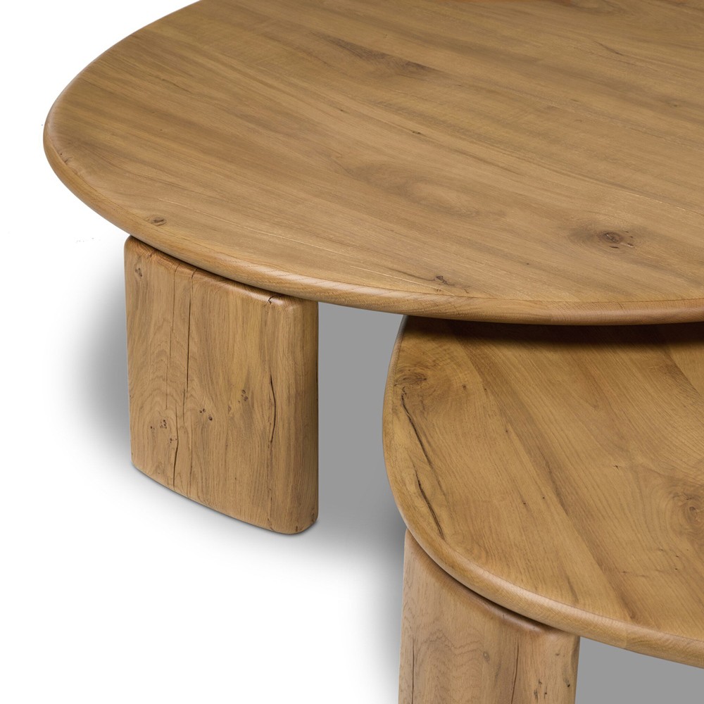 Laura Rustic Lodge Natural Reclaimed Oak Round Nesting Tables 61" W ...