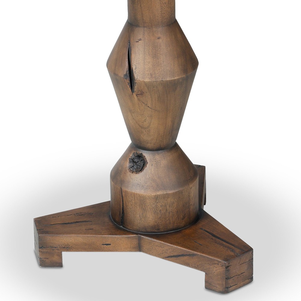 Rivi Rustic Lodge Brown Reclaimed Wood Round Pedestal End Table - Small ...