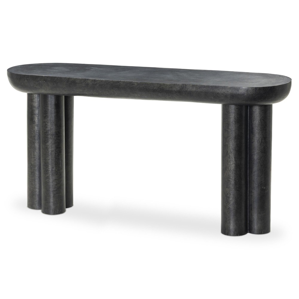 Monte Modern Classic Black Aluminum Oval Console Table Long (53 - 75" W ...