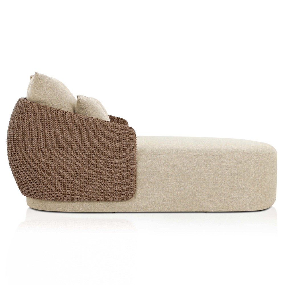 Madelyn Coastal Beach Beige Outdoor Double Chaise | Kathy Kuo Home