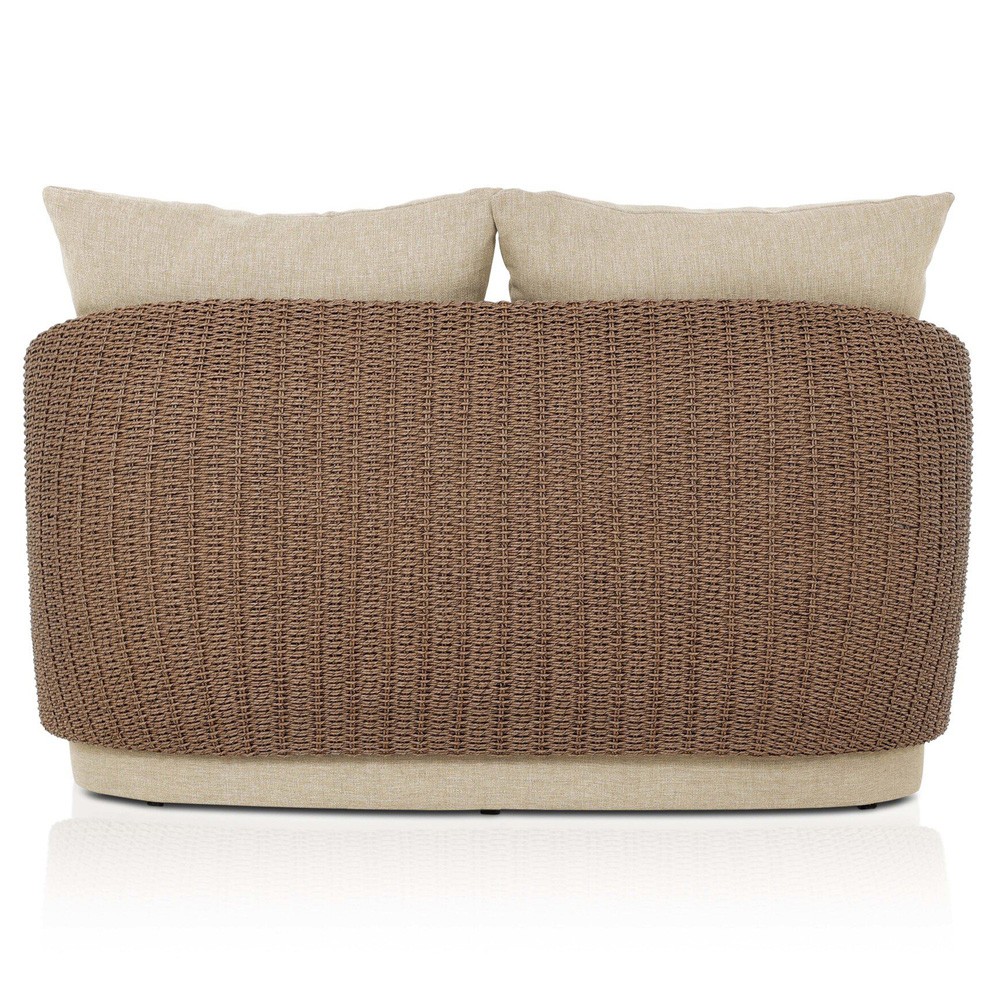 Madelyn Coastal Beach Beige Outdoor Double Chaise | Kathy Kuo Home