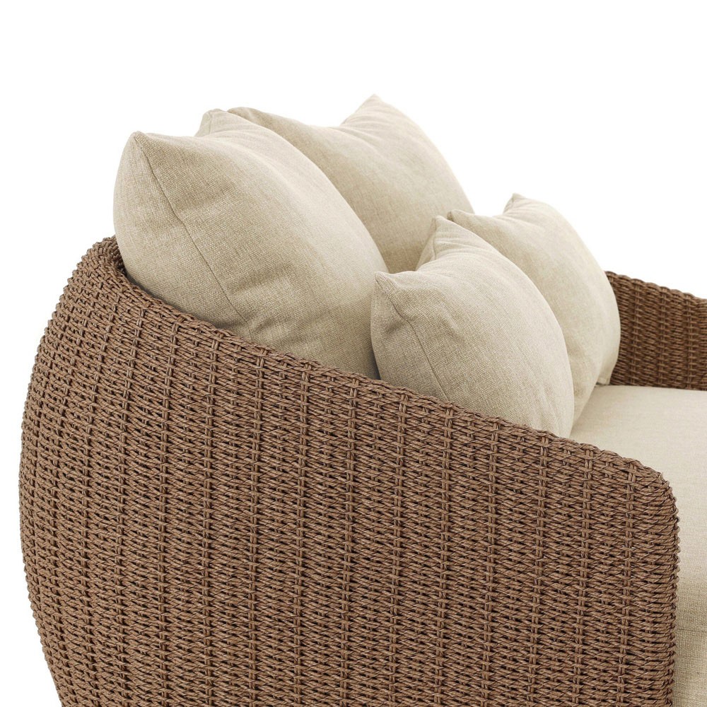Madelyn Coastal Beach Beige Outdoor Double Chaise | Kathy Kuo Home