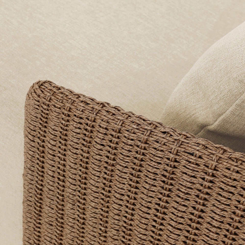 Madelyn Coastal Beach Beige Outdoor Double Chaise | Kathy Kuo Home