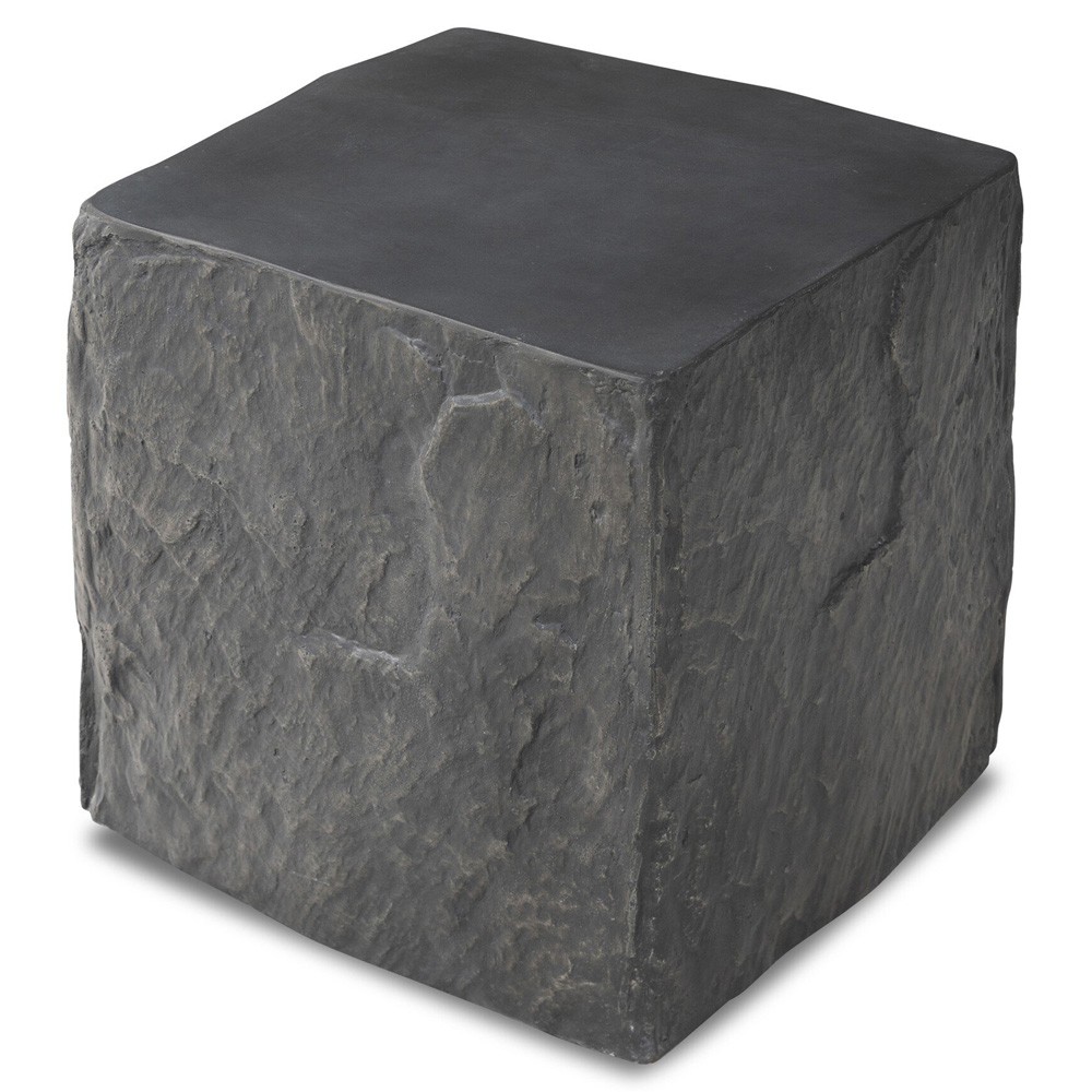 Lucius Modern Classic Black Concrete Textured Square Block End Table ...