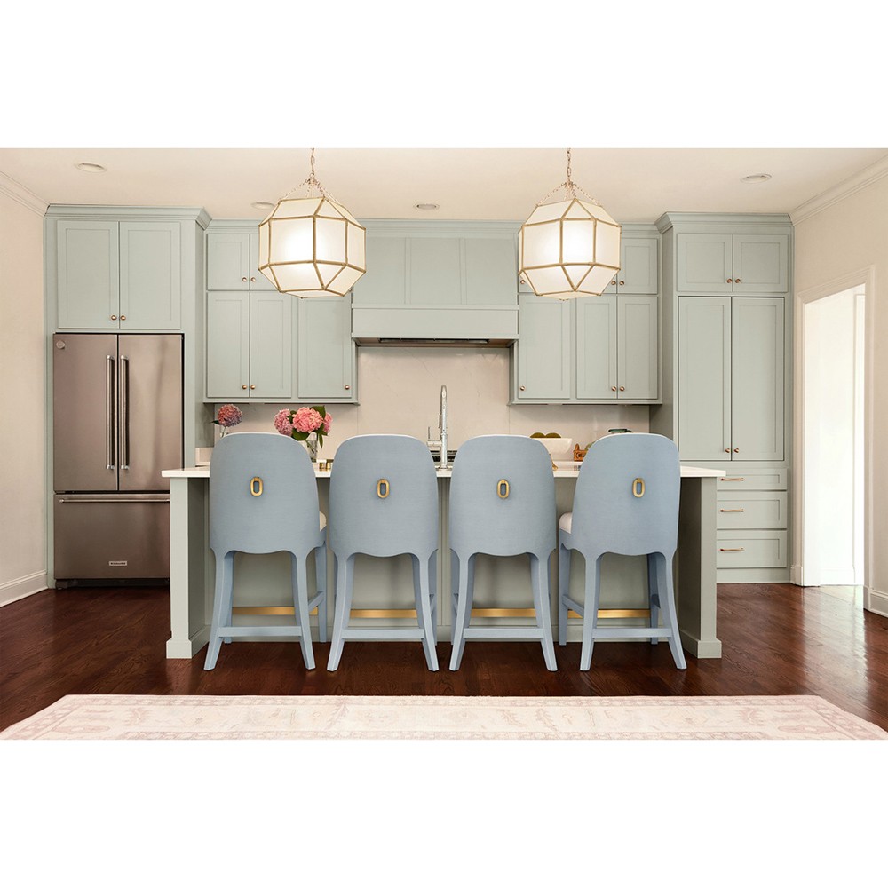 Worlds Away Sadie White Performance Light Blue Textured Linen Counter ...