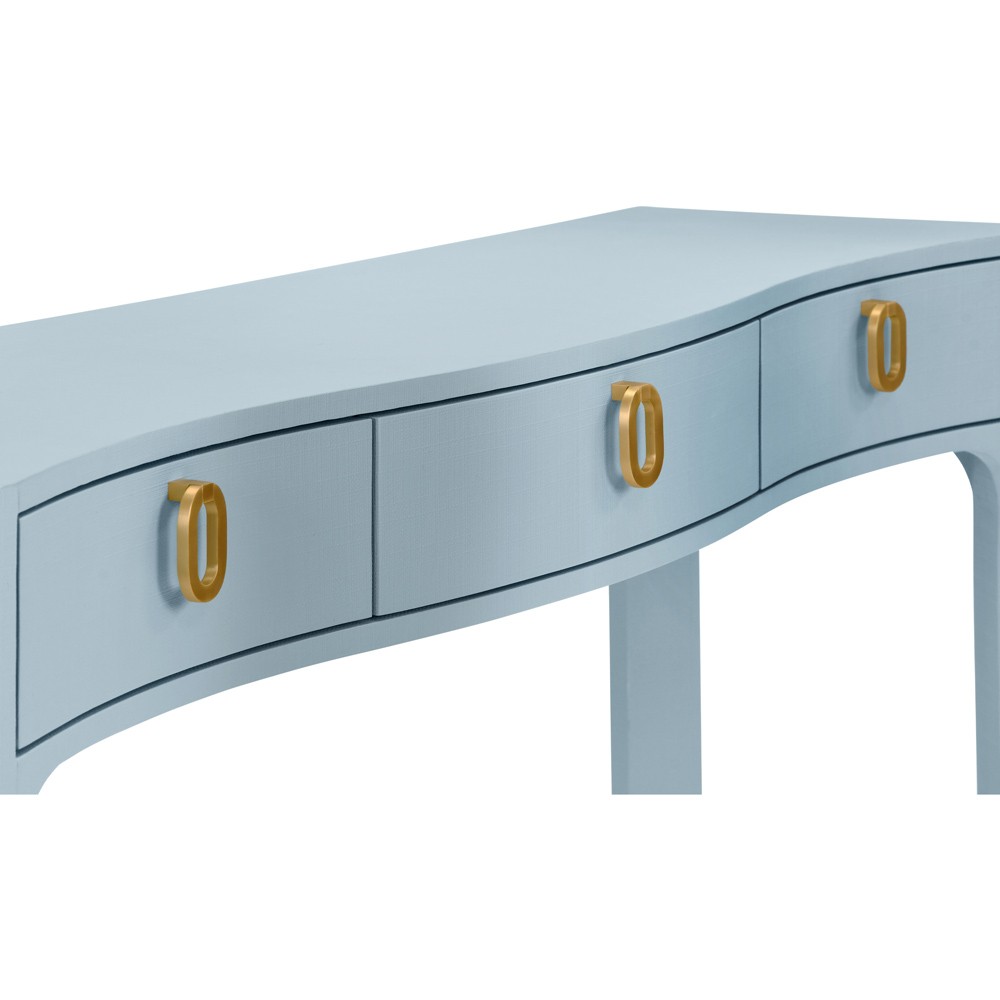 Worlds Away Sabrina Modern Classic Light Blue Textured Linen Console ...