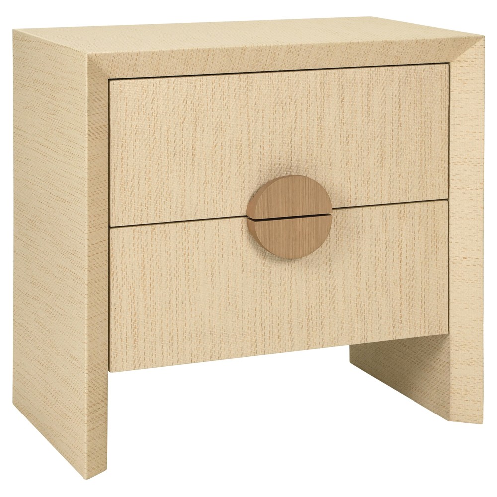Worlds Away Ezra Modern Classic Natural Grasscloth Side Table Wide ...
