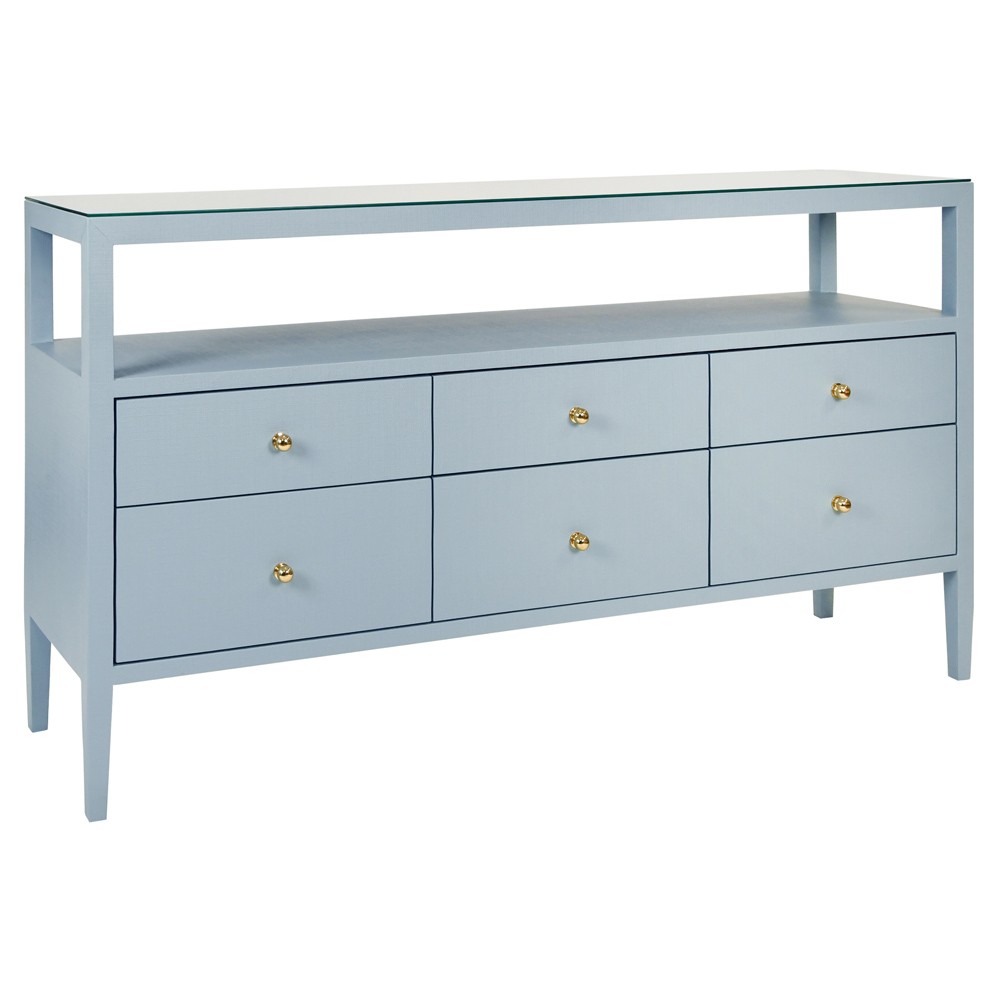Worlds Away Jordan Modern Classic Light Blue Textured Linen Console ...