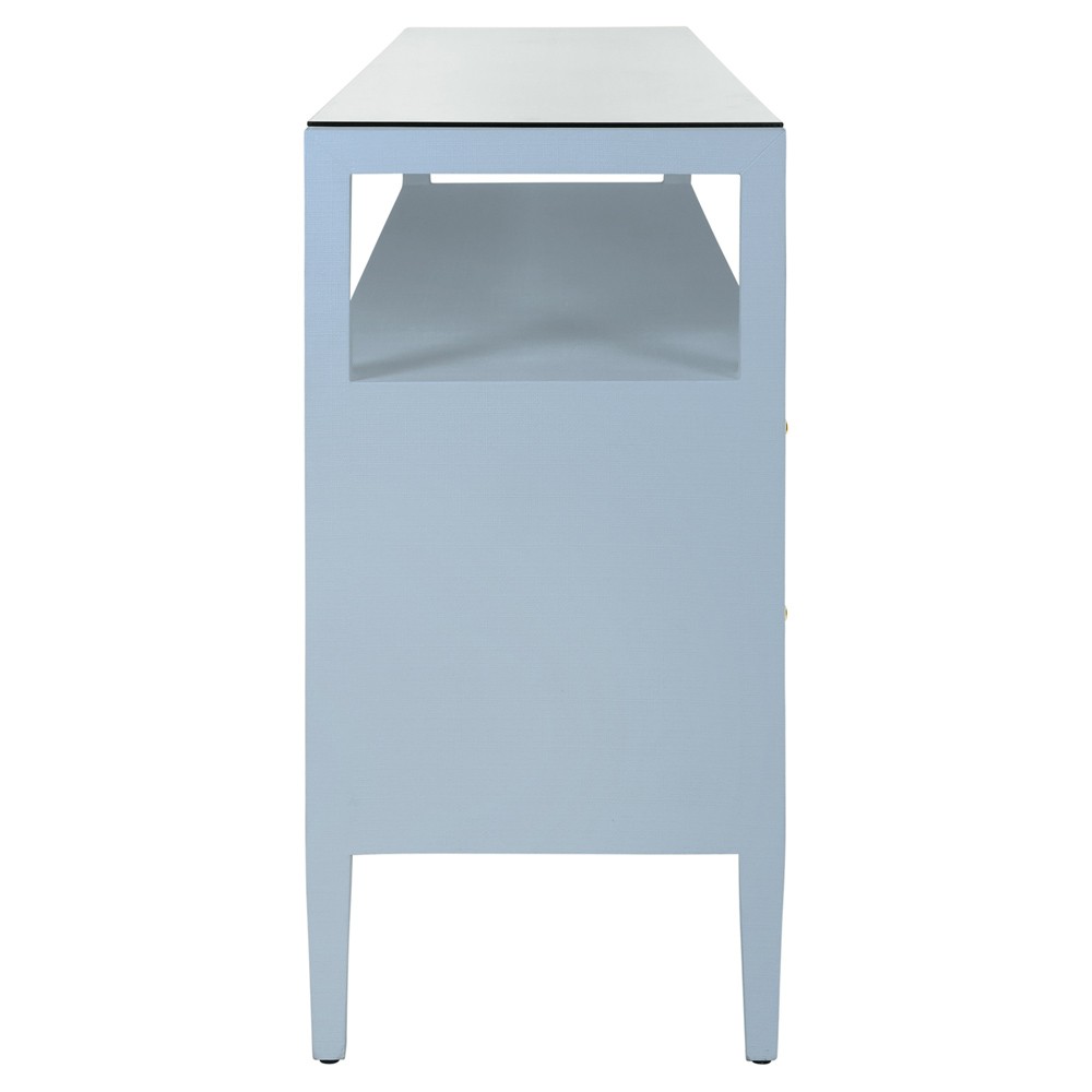 Worlds Away Jordan Modern Classic Light Blue Textured Linen Console ...