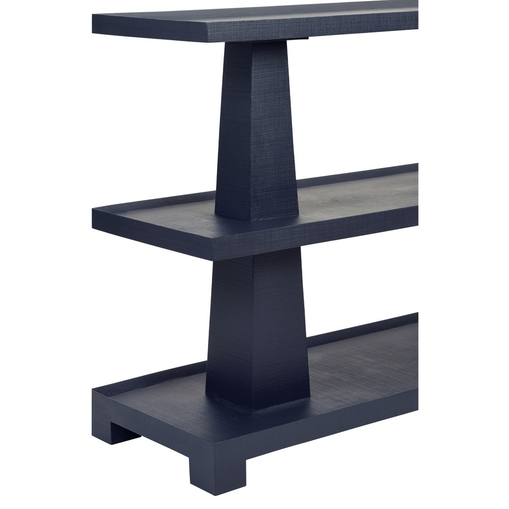 Worlds Away Lowen Modern Classic Navy Blue Textured Linen Console Table