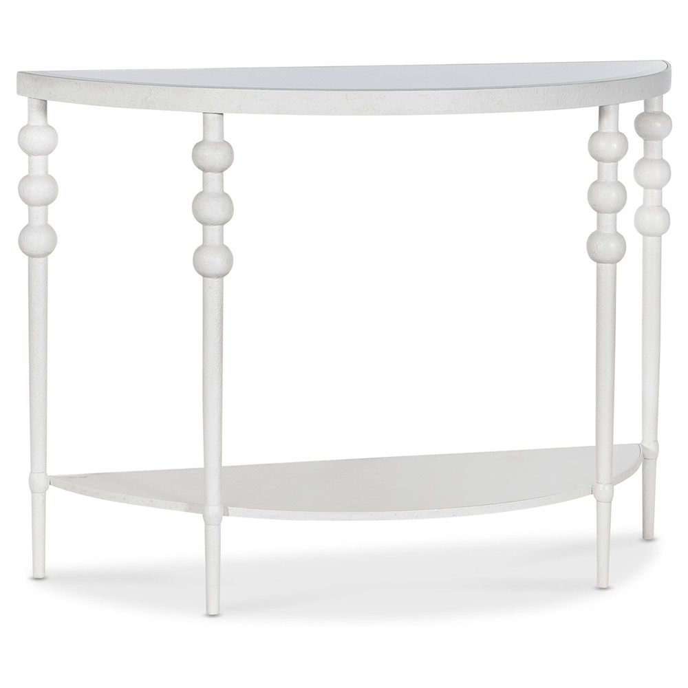 Marivelle Updated Traditional White Metal Demilune Console Table ...