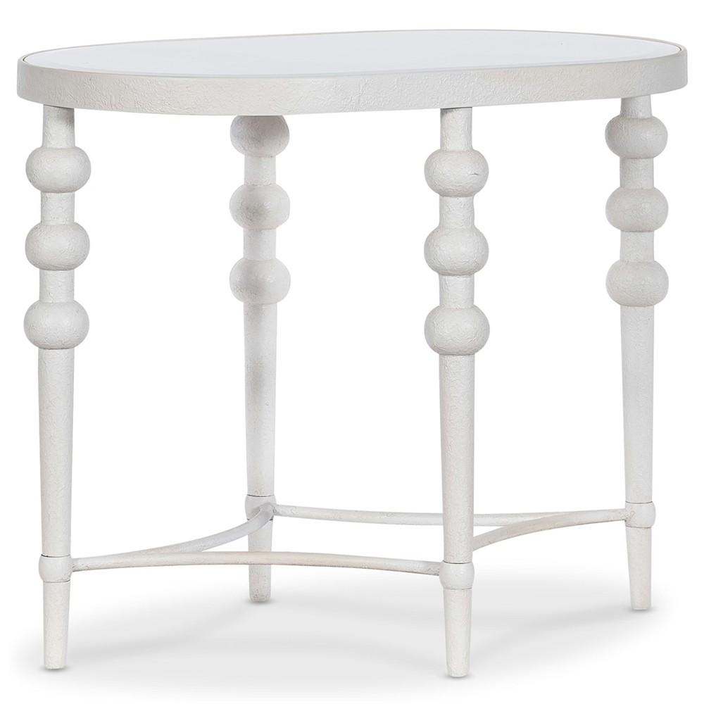 Marivelle Updated Traditional White Metal Oval Side Table Small (under ...
