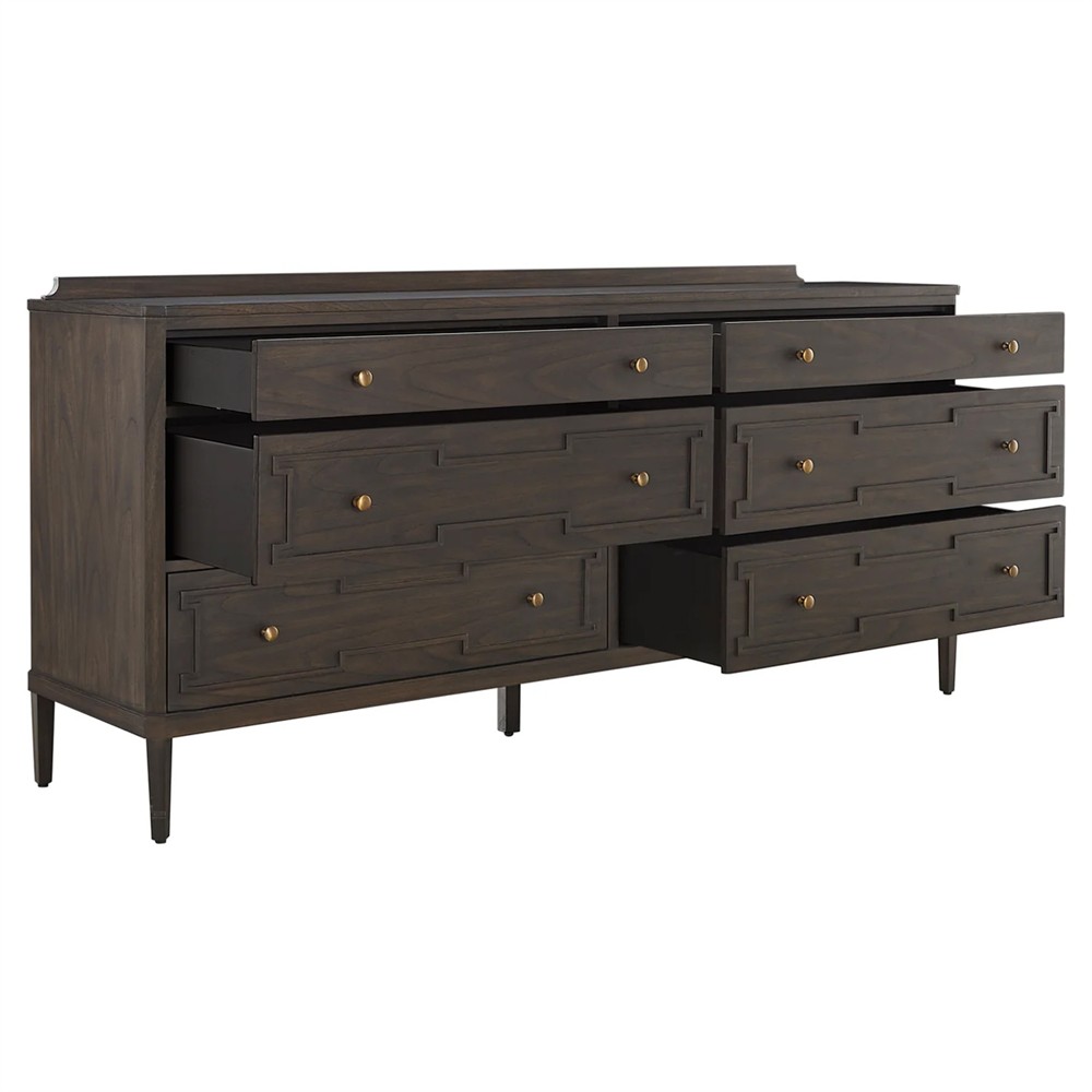 Glenwood French Country Cerused Brown Wood Double Dresser | Kathy Kuo Home