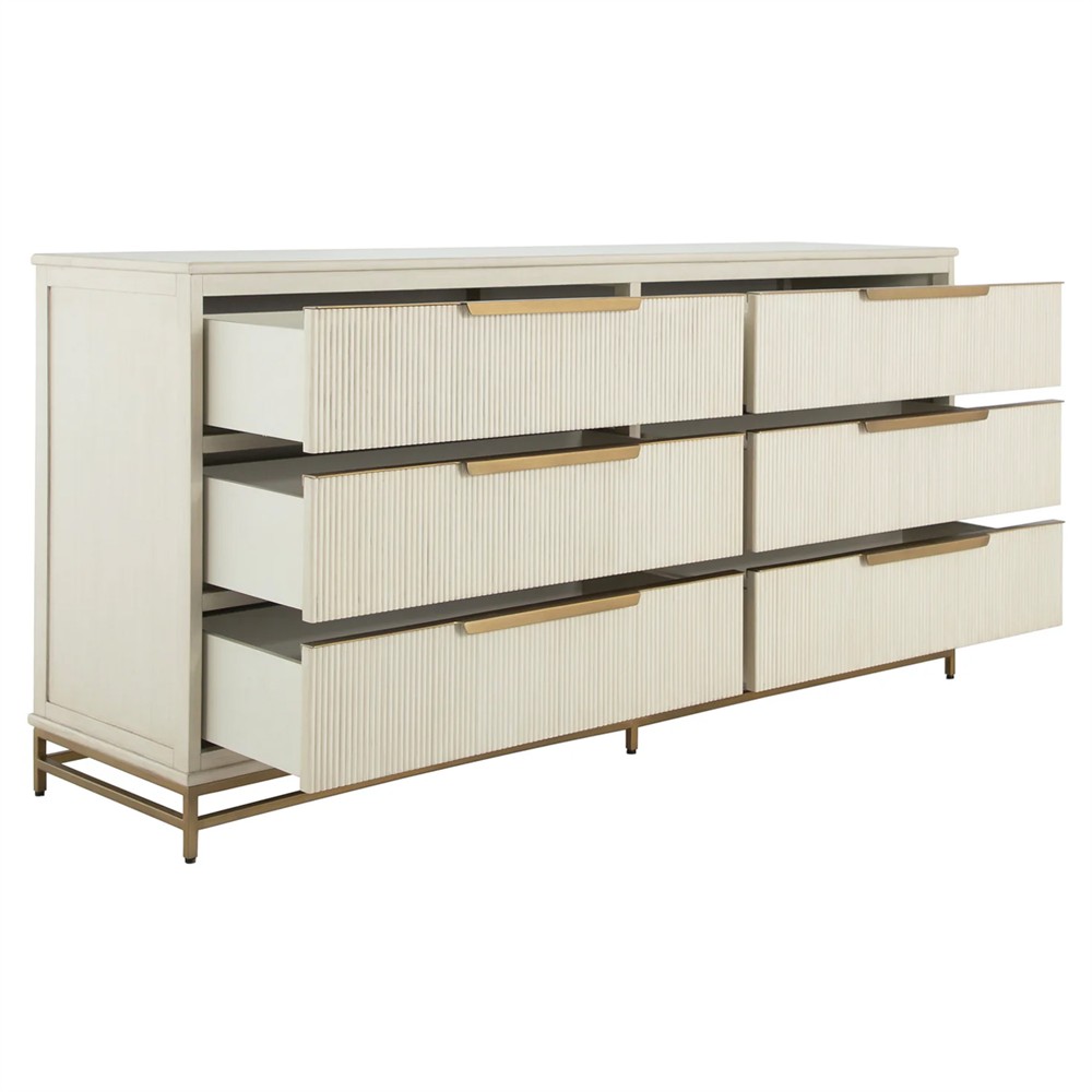 Riggs Modern Classic Antique White Wood Textured Double Dresser | Kathy ...